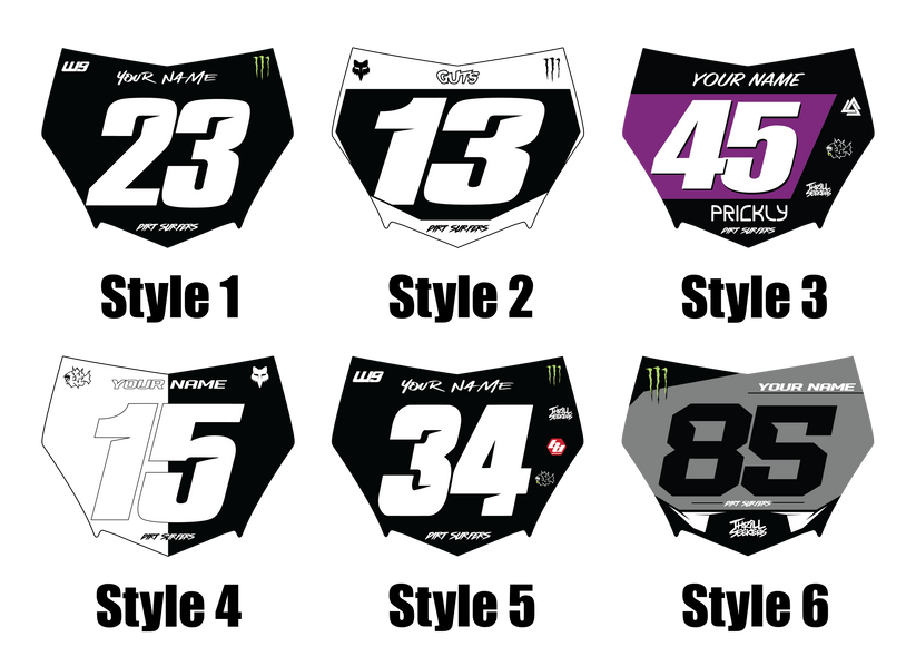 Moto Cutz Number Plate Decal – Dirt Surfers